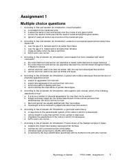 Assign 1 Set A Pdf Assignment 1 Multiple Choice Questions 1 According To Sex And Gender An