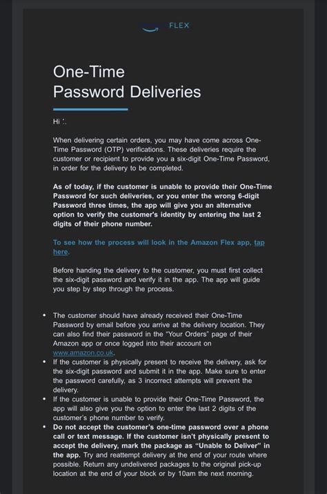 One Time Passcode Deliveries Ramazonflexuk
