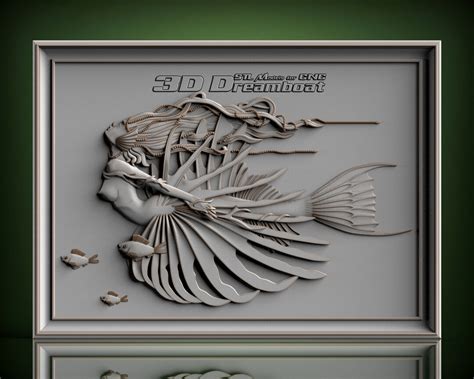 Mermaid 3d Stl Model For Cnc Router Artcam Vetric Engraver Relief