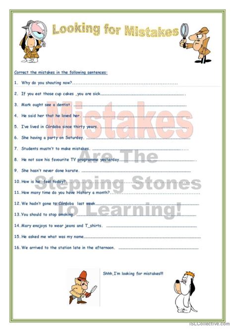 Looking For Mistakes English Esl Worksheets Pdf And Doc