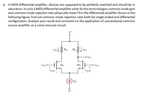 Solved 1 In Mos Differential Amplifier Devices Are