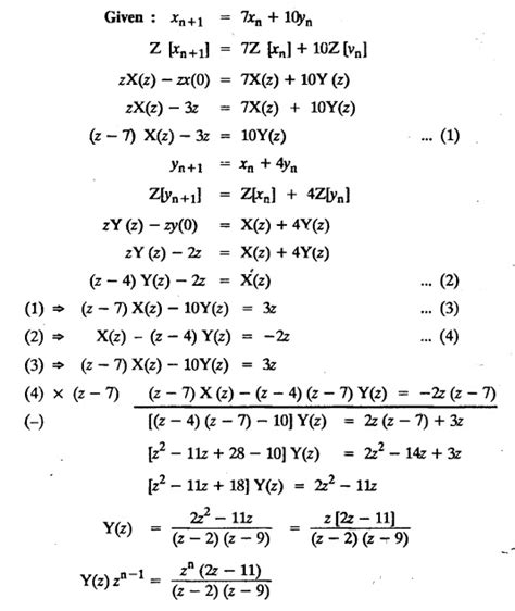 solution of difference equations using z transform formula with