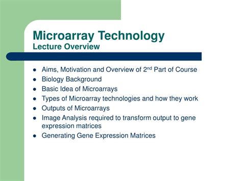 Ppt Introduction To Bioinformatics Microarrays1 Microarray