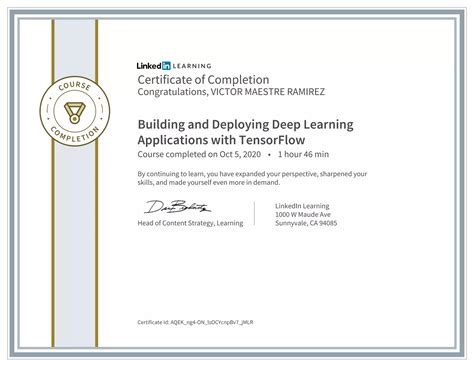 Certificate For Building And Deploying Deep Learning Applications With Tensorflow Ppt