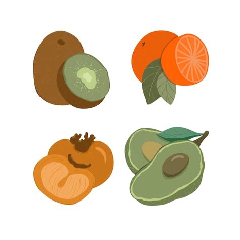 Ensemble de fruits et légumes Vecteur Premium