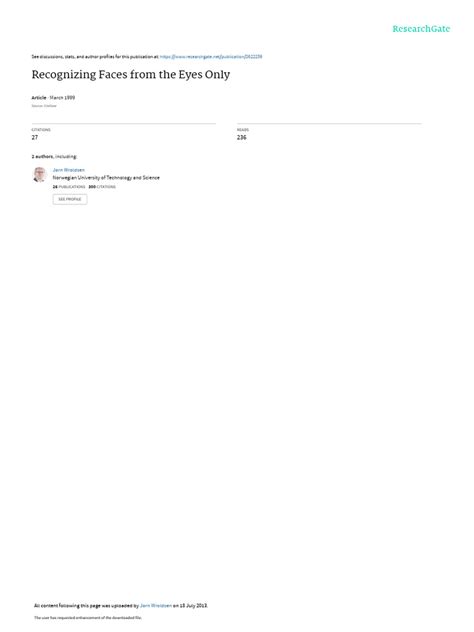 Recognizing Faces From The Eyes Only Pdf Principal Component Analysis Wavelet