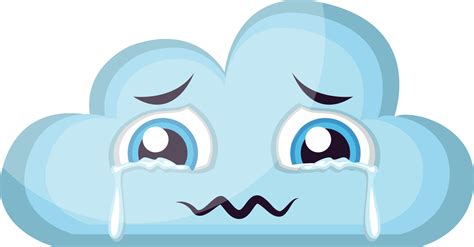 Crying Light Blue Cloud Emoji Vector Illustration On A White Background