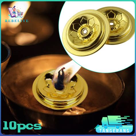 Jual 10pcs Sumbu Minyak Apung Pelampung Sumbu Lilin Emas Aluminium