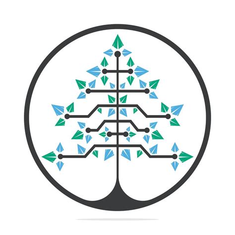 Vector Digital Christmas Tree Technical Triangle Tree Vector Template