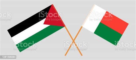 팔레스타인과 마다가스카르의 교차 플래그 0명에 대한 스톡 벡터 아트 및 기타 이미지 0명 Palestine