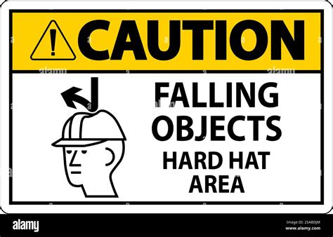 Caution Sign Falling Objects Hard Hat Area Stock Vector Image And Art