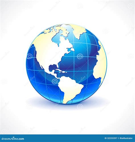 Abstract Glossy Blue Globe Icon Stock Vector Image 32233397