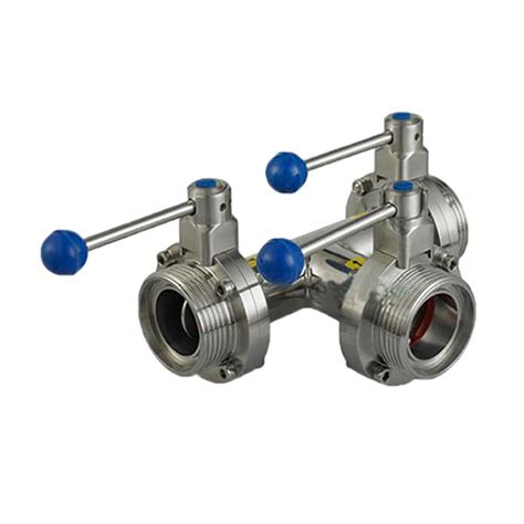 Stainless Steel AISI304 Sanitary Manual Three Way Butterfly Valves