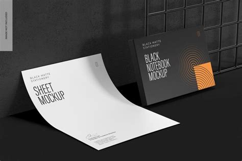 Maquete De Caderno Preto Inclinado PSD Premium