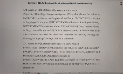 Summary Sql For Database Construction And