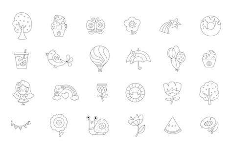 Premium Vector Summer Time Of The Year Coloring Page Cute Rainbow