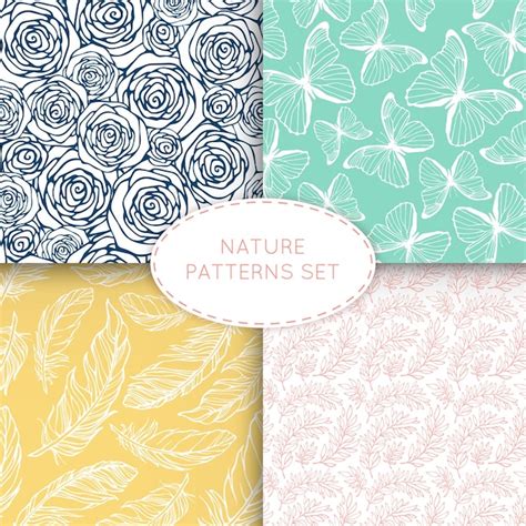 Premium Vector Nature Seamless Patterns Set