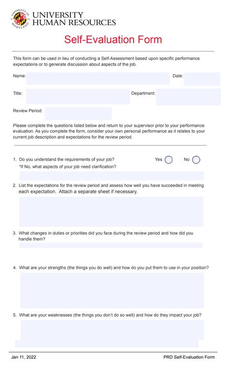 Self Assessment Templates 10 Free Word Excel And Pdf Formats Samples