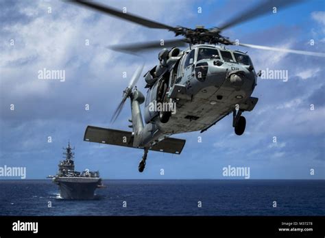 Uss Bonhomme Richard Conducts Replenishment At Sea By Pacom Stock