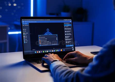 Cybersecurity Monitoring On A Laptop Stock Illustration Illustration