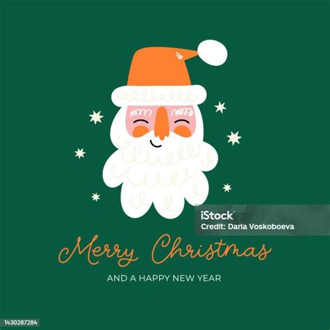 Kartu Ucapan Selamat Natal Dengan Santa Claus Lucu Dan Huruf Yang