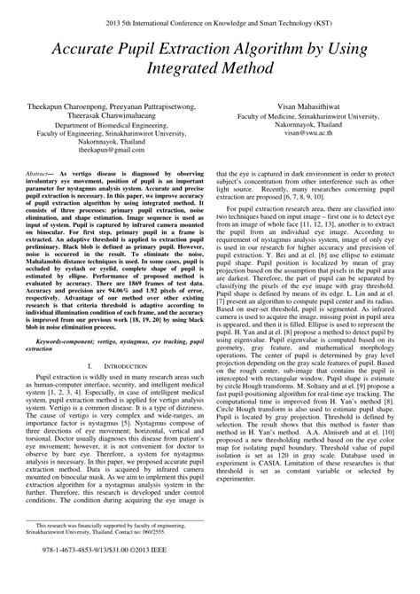 Pdf Accurate Pupil Extraction Algorithm By Using Integrated Method