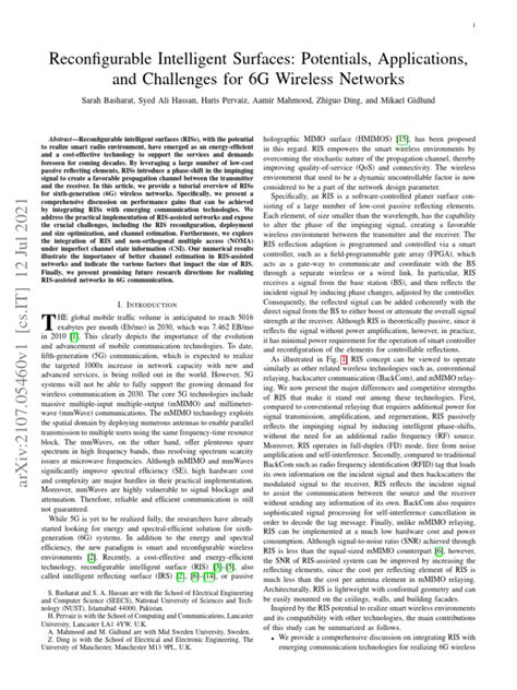 10 Reconfigurable Intelligent Surfaces Potentials Applications Pdf