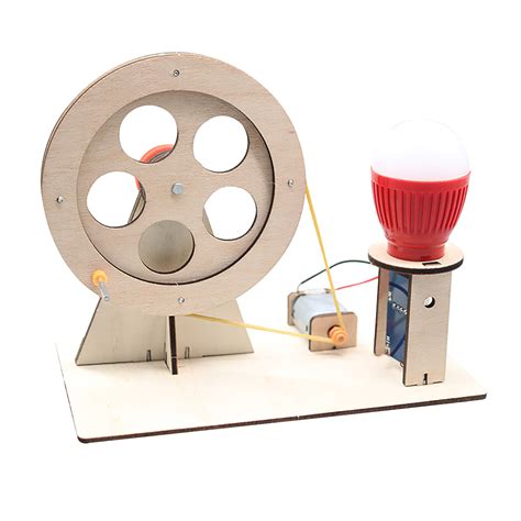 Hand Cranked Generator Power Set Wooden Diy Manual Science Experiment