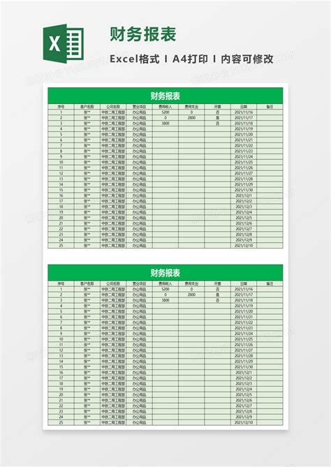 简洁企业财务报表excel模板下载熊猫办公