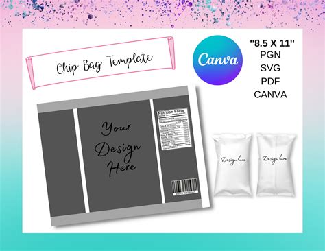 Chip Bag Template Chip Bag Label Chip Bag Svg Chip Bag Pgn Etsy