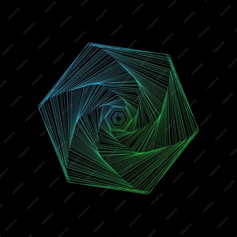 Premium Vector Twisted Colored Spiral Wireframe Hexagon Shape Vector