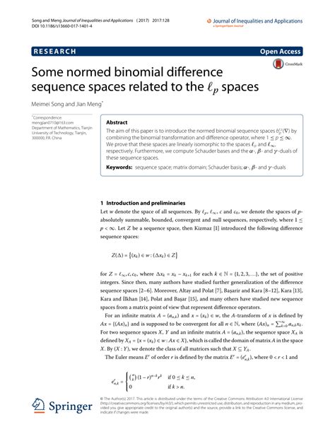 Pdf Some Normed Binomial Difference Sequence Spaces Related To The ℓ