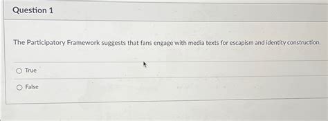 Solved Question 1the Participatory Framework Suggests That