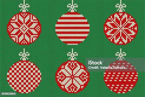 메리 크리스마스와 새 해 원활한 니트 패턴 눈송이와 크리스마스 공 스 칸디 나 비아 스타일입니다 겨울 휴가 스웨터 디자인 벡터 일러스트입니다 크리스마스에 대한 스톡 벡터