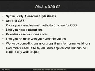 Introduction To SASS PPT
