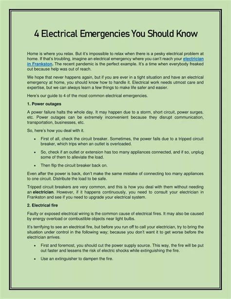Ppt 4 Electrical Emergencies You Should Know Powerpoint Presentation