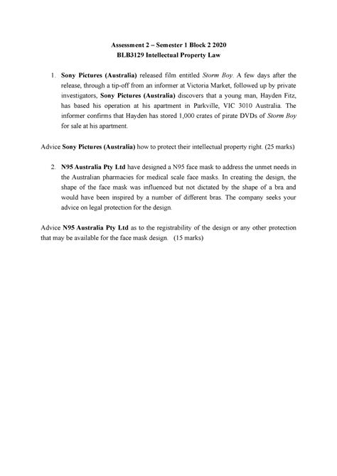 assessment 2 problem based assignment 1b2 2020 assessment 2