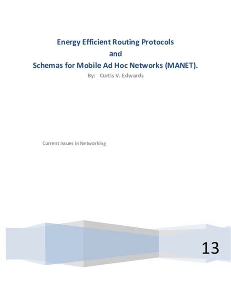 Pdf Energy Efficient Routing Protocols And Schemas For Mobile Ad Hoc