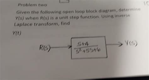 Solved Problem Two Given The Following Open Loop Block Chegg