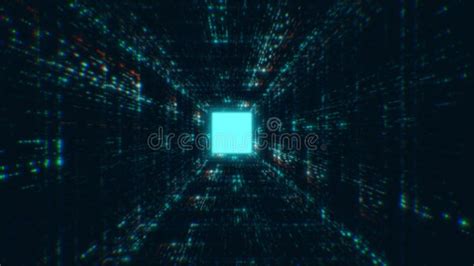 Digital Technologic Tunnel D Render Binary Code Particles Network Stock Illustration