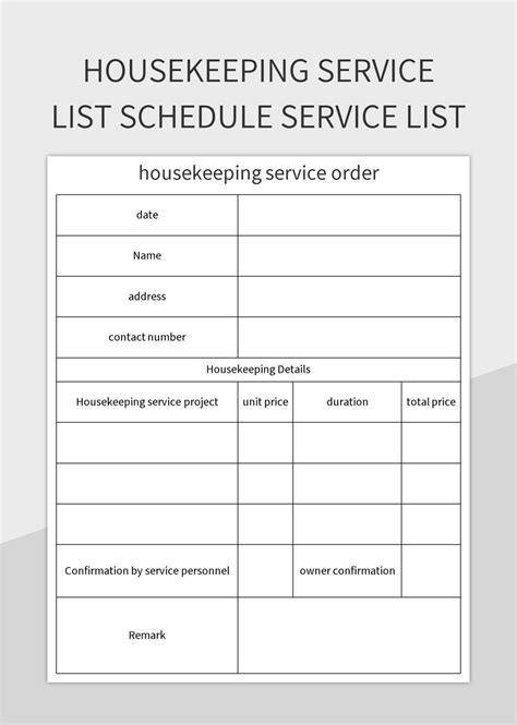 Free Service List Templates For Google Sheets And Microsoft Excel Slidesdocs