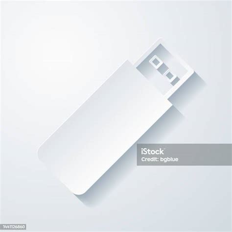 Usb フラッシュ ドライブ空白の背景に用紙カット効果のあるアイコン 3dのベクターアート素材や画像を多数ご用意 3d Usb