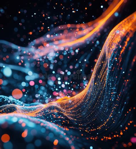 Abstract Digital Waves With Glowing Particles In Vibrant Colors And