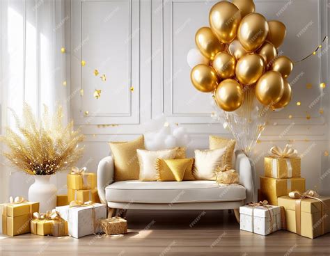Elegant Golden Balloon Happy Birthday Celebration Card Banner Template