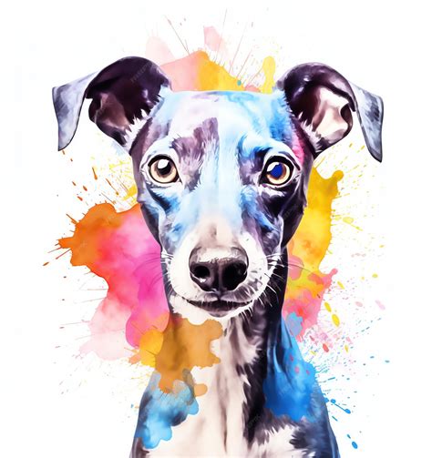 Un Cuadro De Un Galgo De Ojos Azules Y Nariz Rosada Foto Premium