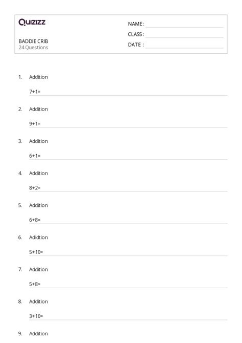 Addition Worksheets For Nd Class On Quizizz Free Printable