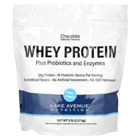 Lake Avenue Nutrition Whey Protein + Probiotics Chocolate - 5 lb (2.27 ...