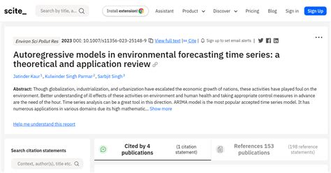Autoregressive Models In Environmental Forecasting Time Series A