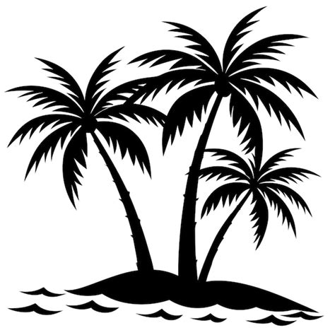 Premium Vector Tropical Coconut Palm Tree Silhouette Vector Illustration