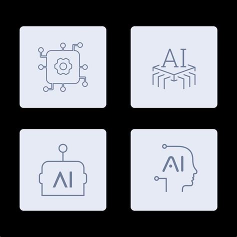 premium vector ai artificial intelligence icon set inline style